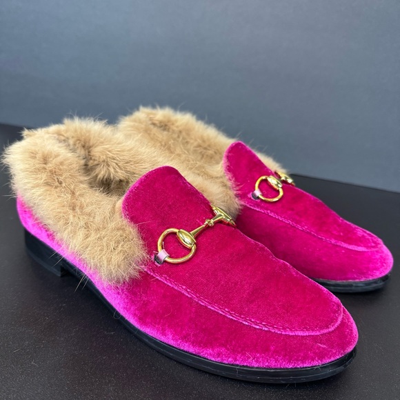 Gucci | Shoes | Gucci Jordaan Furlined Velvet Loafer Fuschia Pink ...